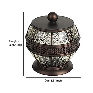 nu steel Resin Crackled Ice Bathroom Vanity Countertop Storage Organizer Canister Jar for Cotton Swabs, Rounds, Balls, Makeup Sponges, Bath Salts - Oil Rubbed Bronze