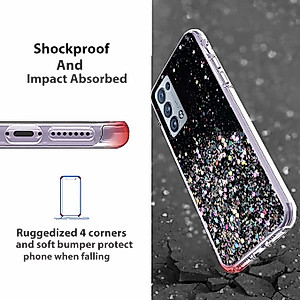 for Oppo Reno 6 Pro 5G Case Silicone，Clear Oppo Reno 6 Pro 5G (Snapdragon) Phone Case Speck, Ultra Slim 0.3mm Soft Shockproof Protective Glitter Cute Phone Cover for Women Green (Black)