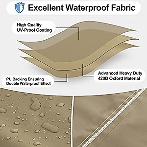 OutdoorLines Outdoor Waterproof Patio Table Furniture Set Covers - Rectangle Couch Sectional Cover Outside Weatherproof Patio Furniture Covering for Deck, Lawn and Backyard 74"L x 47"W x 28"H, Camel