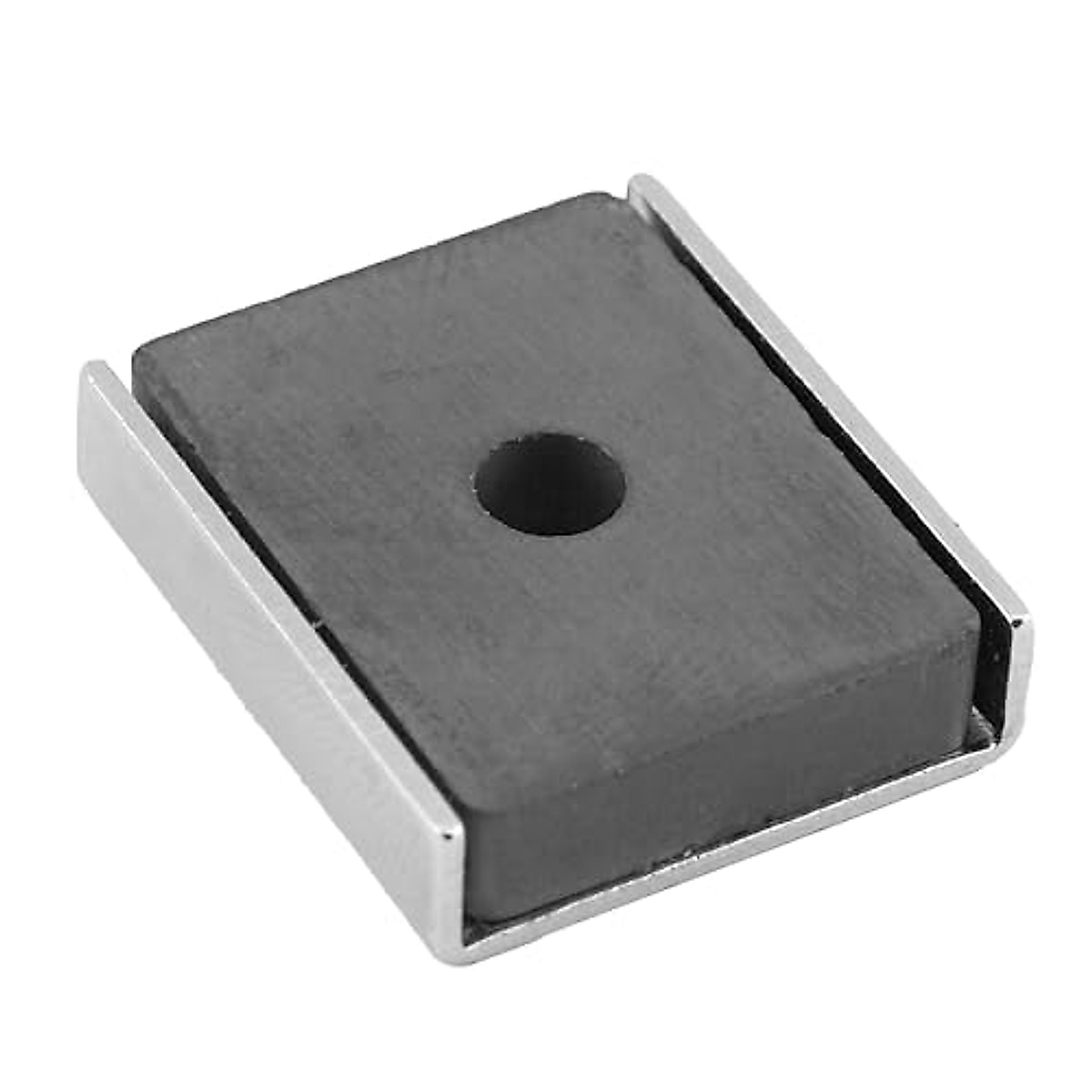 Master Magnetics Ceramic Latch Magnet Assemblies - Rectangular with Center Hole, Zinc Plated, 1" Length, 0.875" Width, 0..25" Height, 7 Pound Pull, Silver, Pack of 20, CA403CNX20