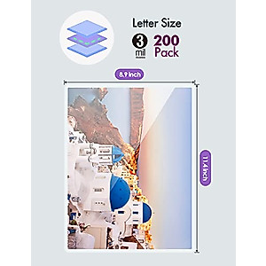 SINOPUREN Thermal Laminating Pouches, 3mil Laminating Sheets, 8.9x11.4 Inches, Letter Size, HeatSeal, Clear (200pack)