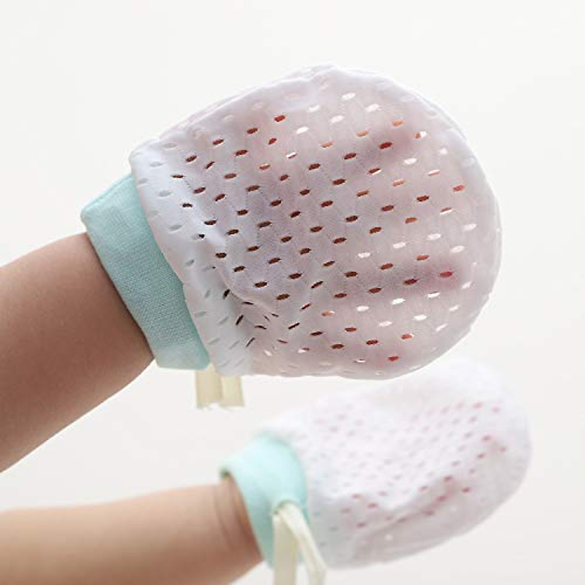 Adeimoo Baby Boy Girl No Scratch Silk Cotton Mittens Mesh Breathable Drawstring Gloves for Newborn Toddler Infants 8 Pack (Eyelet Mitten)