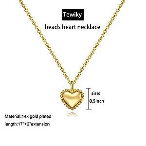 Tewiky Dainty Gold Necklace, Cute Necklaces for Teen Girls 14k Gold Plated Cute Heart Choker Necklaces Trendy Y2K Jewelry Delicate Gold Necklace for Women Girls