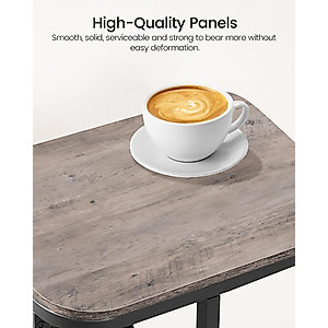 CHOEZON C-Shaped Side Table, Small End Table with Charging Station, Sofa Side Table for Couch with Outlet and USB Ports, for Small Spaces, for Bedroom, Living Room, Greige and Black TSF02UBH