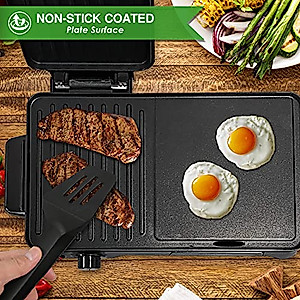 NutriChef 2-in-1 Panini Press Grill Gourmet Sandwich Maker & Griddle, Nonstick Coating, Temperature Control, Oil Tray, Countertop Removable Drip Tray 1500W - NutriChef