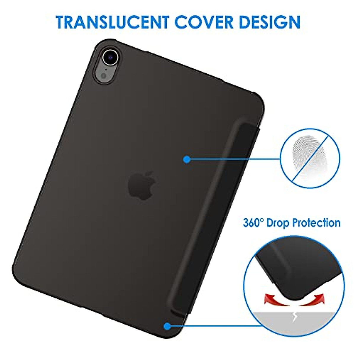 JETech Case for iPad Mini 6 (8.3-Inch, 2021 Model, 6th Generation), Slim Stand Hard Back Shell Smart Cover with Auto Wake/Sleep (Black)