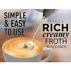 Zulay Executive Series Ultra Premium Gift Milk Frother For Coffee - Coffee Frother Handheld Foam Maker For Lattes - Electric Milk Frother Handheld For Coffee, No Stand (Deluxe Black)