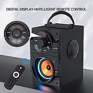 Portable Bluetooth Speakers with Light, Wireless Big Speakers with Subwoofer, FM Radio, LED Lights, EQ, Booming Bass, Bluetooth 4.2 Stereo Loud Outdoor/Indoor Retro , for Home, Camping, Travel