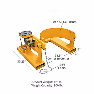 Titan Attachments Fork Mounted Tilting 55 Gallon Drum Dumper, Rated 800 LB