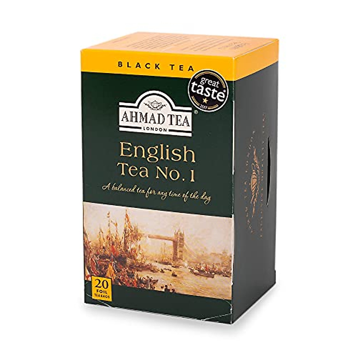 Ahmad Tea English Tea No.1 Teabags, Black Tea, 20 ct (Pack of 1) - Caffeinated & Sugar-Free