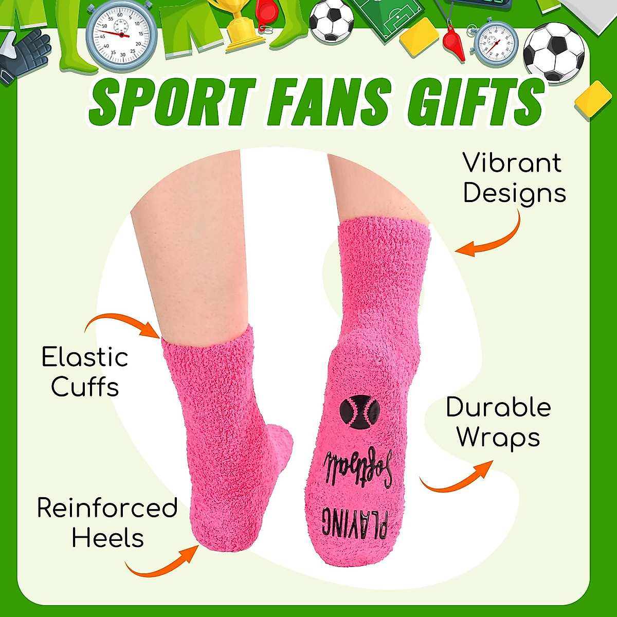 HAPPYPOP Softball Gifts for Teen Girls Teenager - Softball Mom Team Gifts, Softball Player Gifts for Women, Fuzzy Softball Socks, Youth Softball Socks Women