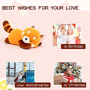 Adorlynetty Red Panda Stuffed Animal Pillow Panda Plushie Red Panda Plush Toy Gift for Kids Girlfriend Birthday 13.7" Panda Plush