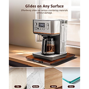 Evermagin Appliance Slider, Sliding Tray for Coffee Maker, Coffee Pot Slider Tray for Countertop, Kitchen Appliance Rolling Tray with Rubber Wheels (Rustic Brown, Large - Long (12.5” x 16”))