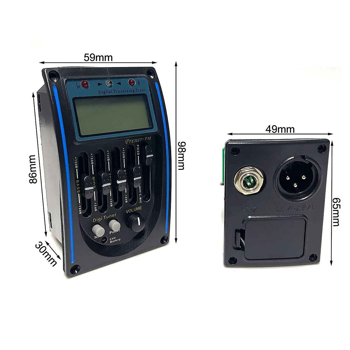 Acoustic Guitar Pickup,5 Band EQ Equalizer Guitar Preamp Piezo Pickup Tuner with Mic LCD Display