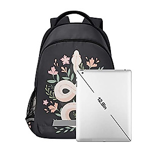 NFMILI Pink Snake Floral Kids Backpack Lightweight Middle School Elementary Bookbags for Boys Girls School Bag with Chest Strap 11.6 X 6.9 X 16.7 in