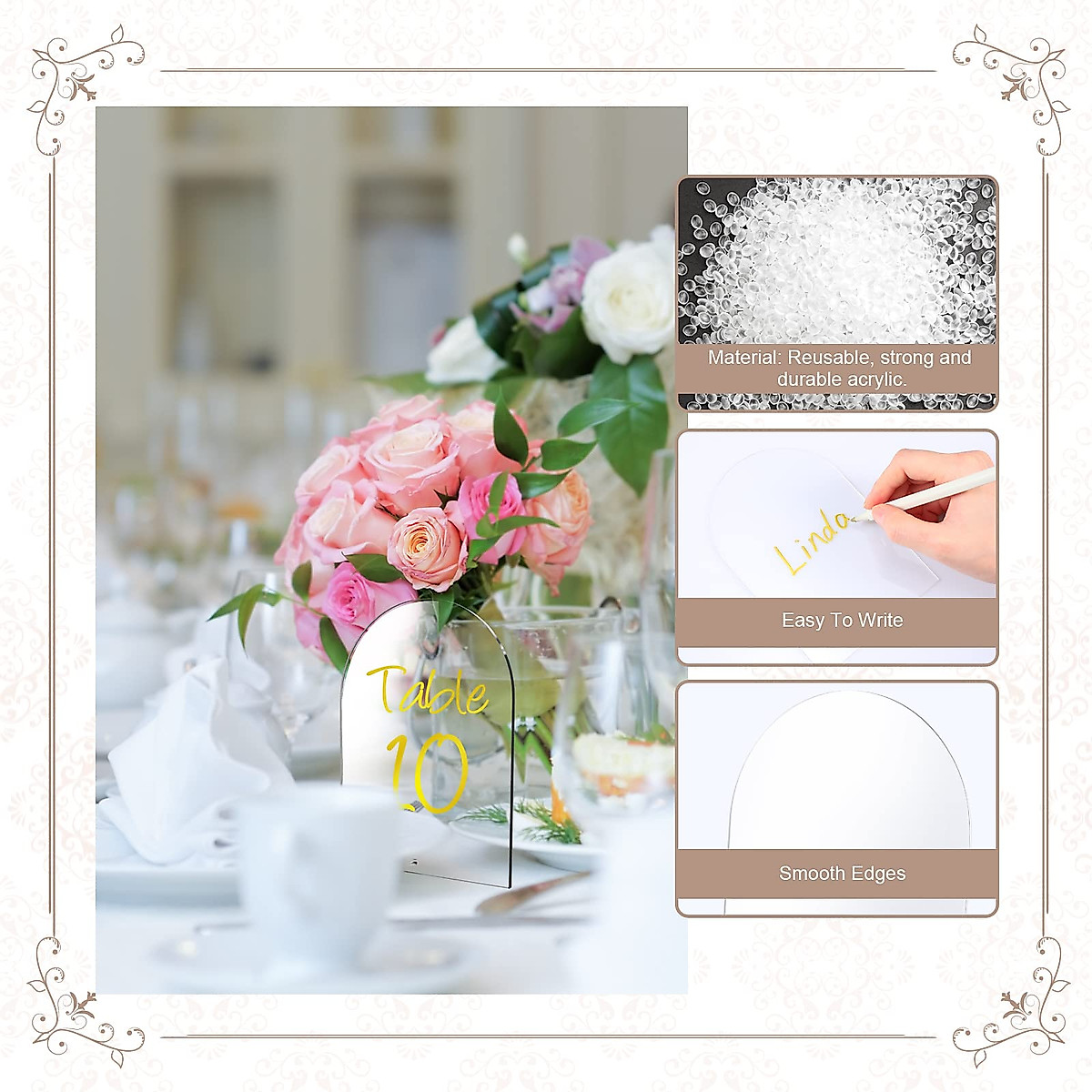 25 Sets Clear Arch Acrylic Sign with Stand Blank Arched Round Top Acrylic Sheet DIY Acrylic Arch Table Numbers for Wedding Stand Holder Arched Signs Events Parties Centerpieces Decor (4 x 6 Inch)