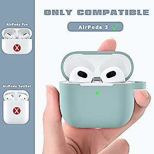 BOSPA AirPods 3 Case, Liquid Silicone Skin Cover Compatible with Apple AirPod 3rd Generation 2021 with Keychain for Women Men [Front LED Visible] (Misty Morn)