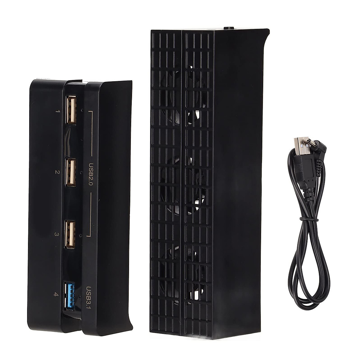 for PS4 Slim Cooling Fan and USB Hub Kit Game Console Automatic Temperature Cooling Fan USB Powered Adapter, Automatic Intelligent External Cooler for PS4 Slim Host