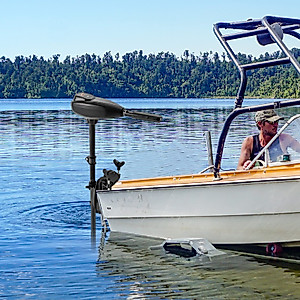 LIYUANJUN 24V Electric Trolling Motor, 85LB 1.6HP Inflatable Fishing Boat Motor Marine Engine, Outboard Motor Saltwater Transom for Outdoor Adventure Aquaculture, Propeller Trolling Brush Motor