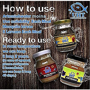 A.D.P. UTH Fish Food Black Mosquito Larvae 75 g. Tropical Fish Food Grow Faster & Color Enhancer Slow Sinking Like Pellets High Protein 74% for All Tropical Fish Feed & Small Fish Breeding Fish Care