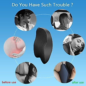 VISTABLUE Car Headrest Pillow, Car Neck Pillow for Car 100% Pure Memory Foam Neck Pillow with Breathable Removable Cover, Travel Car Neck Support Pillow for Neck Pain Relief