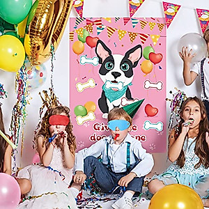 Fowecelt Pin The Bone on The Dog Party Games with 48 Pcs Bone, Give The Dog a Bone Game for Dog Themed Birthday Party Game Supplies