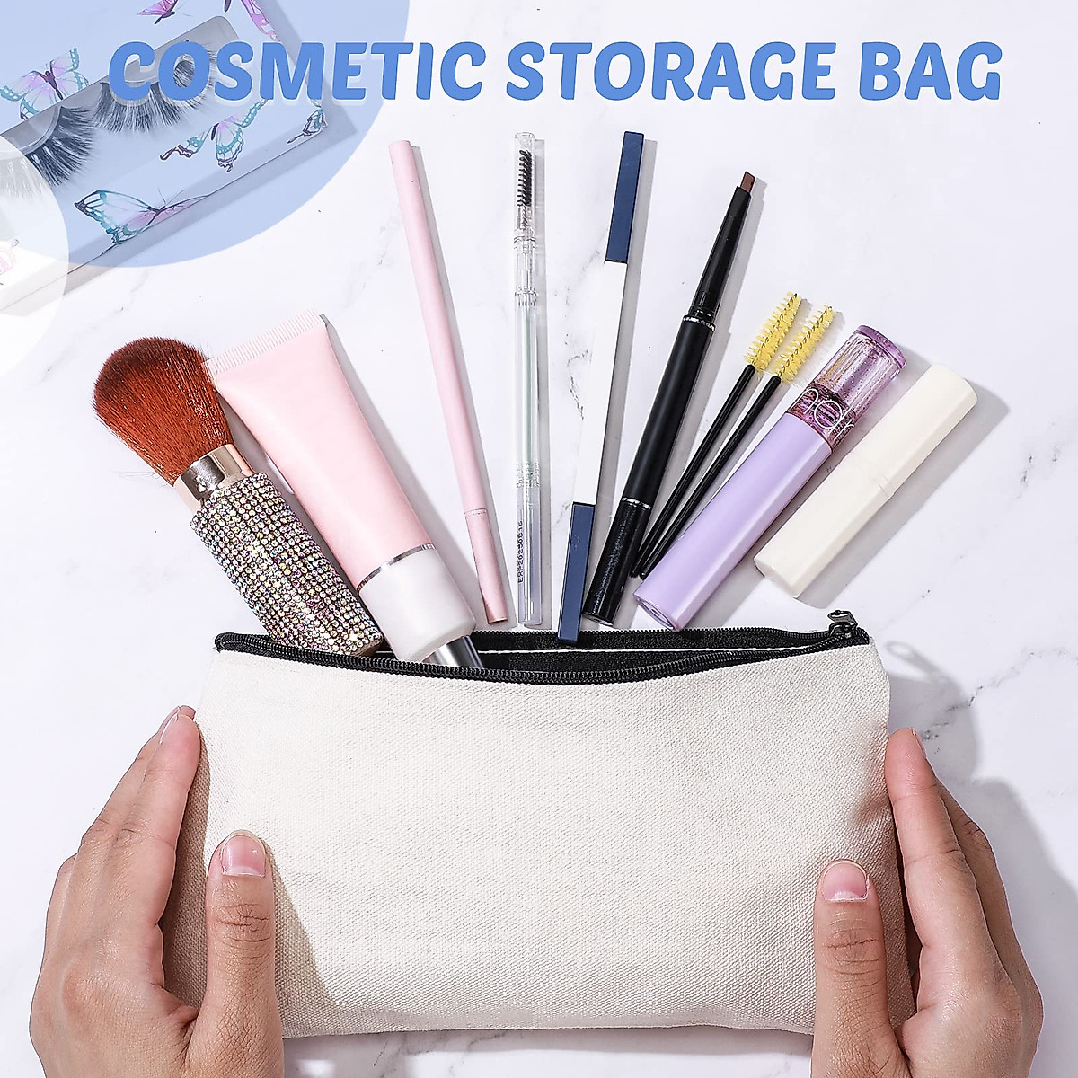 99 Pack Blank Canvas Bag Bulk DIY Craft Canvas Zipper Pouch Sublimation Blanks Canvas Makeup Bag Canvas Pouch Pencil Bag Cosmetic Travel Toiletry Storage Zipper Bag 8.3 x 5 Inch(Gray, Black, White)