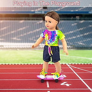 Ecore Fun 9 PCS 18 inch Doll Clothes and Accessories Set Included Doll Clothes Skateboard Backpack Shoes Etc Perfect for 18 inch Girl Dolls for Your Child