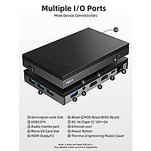 MeLE Quieter3Q Fanless Mini PC Celeron N5105 8GB 128GB, Windows 11 pro Portable Small Desktop HDMI Gigabit Ethernet, Industrial IoT Micro PC Unlock Bios Auto Power on, SSD PXE VESA Mount