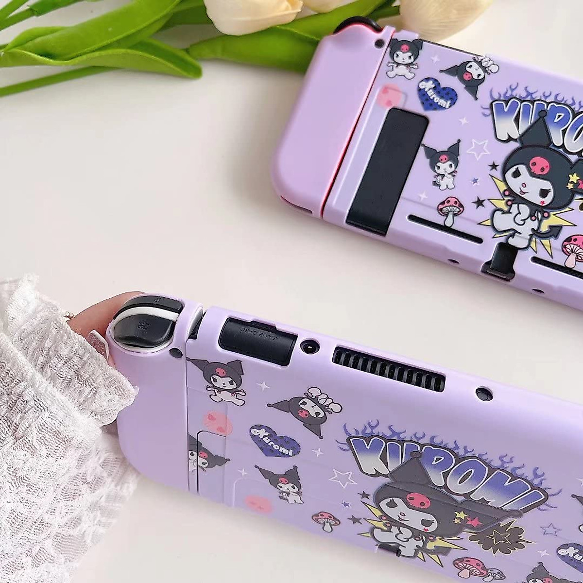 Cute Protective Case for Nintendo Switch OLED 2021, Kawaii Skin Accessories Shock-Absorption and Anti-Scratch, Waterproof, Anti-Fingerprint,Switch Accessories - Purple