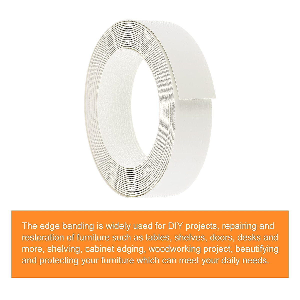 uxcell Edge Banding, 1-5/8 inch x 24.6ft Pre-Glued Beige Embossed Veneer Edging Iron-on Flexible Edge Banding for Cabinet Repair Furniture Restoration