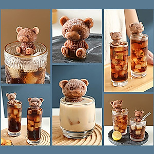 Bear Ice Molds 2 Pack - Silicone Ice Cube Tray - Handmade Cute 3D Ice Cubes - DIY Beverage Iced Coffee Juice Cocktail (Color : Rose, Size : Small)
