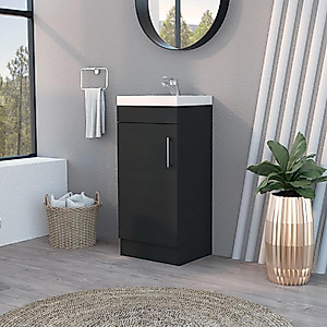Bathroom Vanity Sink Jozz, Single Door Cabinet - Black