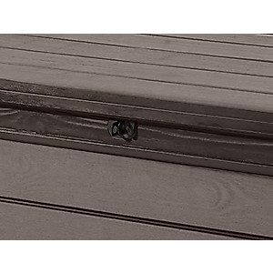 Keter Brushwood 120 Gallon Resin Large Deck Box for Patio Garden Furniture, Outdoor Cushion Storage, Pool Accessories, and Toys, Brown