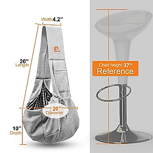 Tomkas Dog Carrier Sling for Small Dogs and Cats, Unadjustable Strap, Classic Pocket, Snap Closure (Grey, M - Unadjustable Strap)