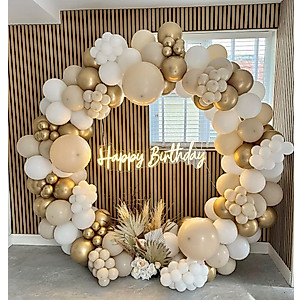 White Sand and Gold Balloons Arch Garland Kit-180pcs Neutral Metallic White Chrome Gold Balloons for Boho Wedding Baby Shower Bridal Shower Birthday Party Decorations