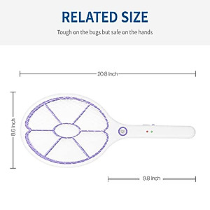 Hodiax Swing Zap 2 Pack 4500V USB Rechargeable Handheld Large Electric Purple Fly Swatter, Mosquito, Wasp Killer Racket, Bug Zapper with USB Charging Cable for Indoor and Outdoor.