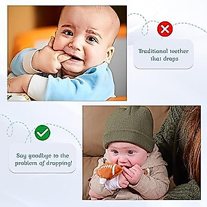 Wristy Buddy Teething Ring for Babies 0-6 8 10 12 Months | Cute Soft Football Teething Toys & Gloves | Baby Teething Relief Toy Pack | Infant Chew Toys for 3-6 Months, 1 2 3 Years