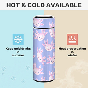 Glaphy Cute Pink Animal Axolotl Water Bottle, BPA-Free, Stainless Steel, 17 oz Insulated Water Bottles Kids, for School, Office, Gym, Sports, Travel, 500ml