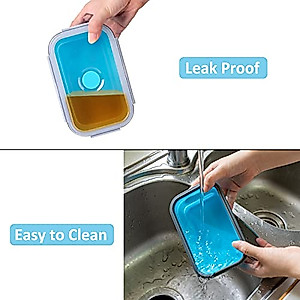 Annaklin Collapsible Food Storage Containers with Lids & Vent, 27 oz, Kitchen Stacking Silicone Collapsible Meal Prep Container Set for Leftover, Microwave Freezer Dishwasher Safe, Mint Green, 4 Pack