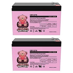 Charity Battery CB1270 Razor 12 Volt 7Ah Electric Scooter Replacement Batteries High Performance - Set of 2 (Replaces 6-DW-7)
