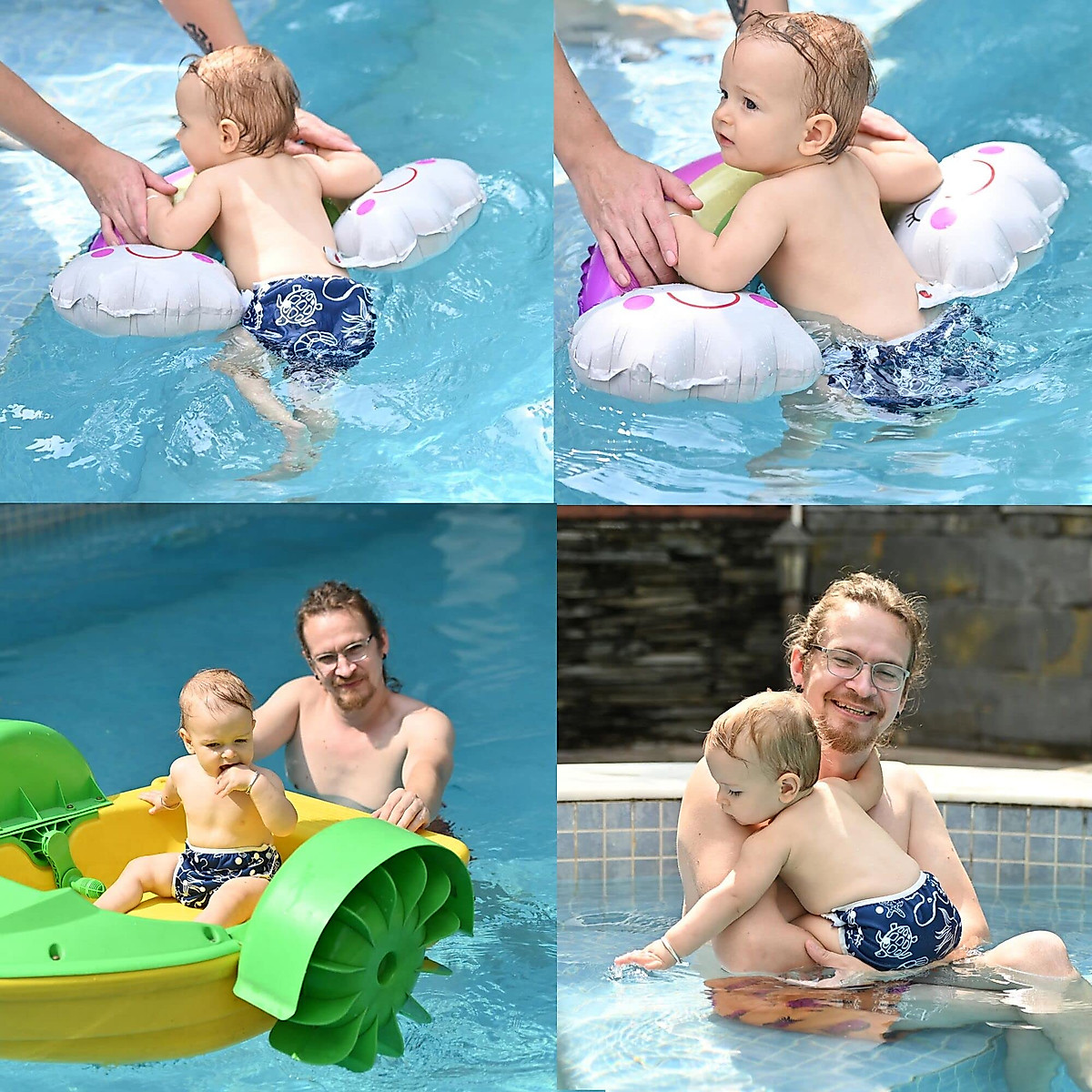 ALVABABY Swim Diapers 2pcs Baby & Toddler Snap One Size Reusable Adjustable Baby Boys' Swim Diapers for Swimming Lessons SW18-21