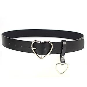 MoYoTo Women's 1.3″Wide Genuine Leather Belts Gold Heart Ring Buckle Jeans Belts (Sliver Heart)