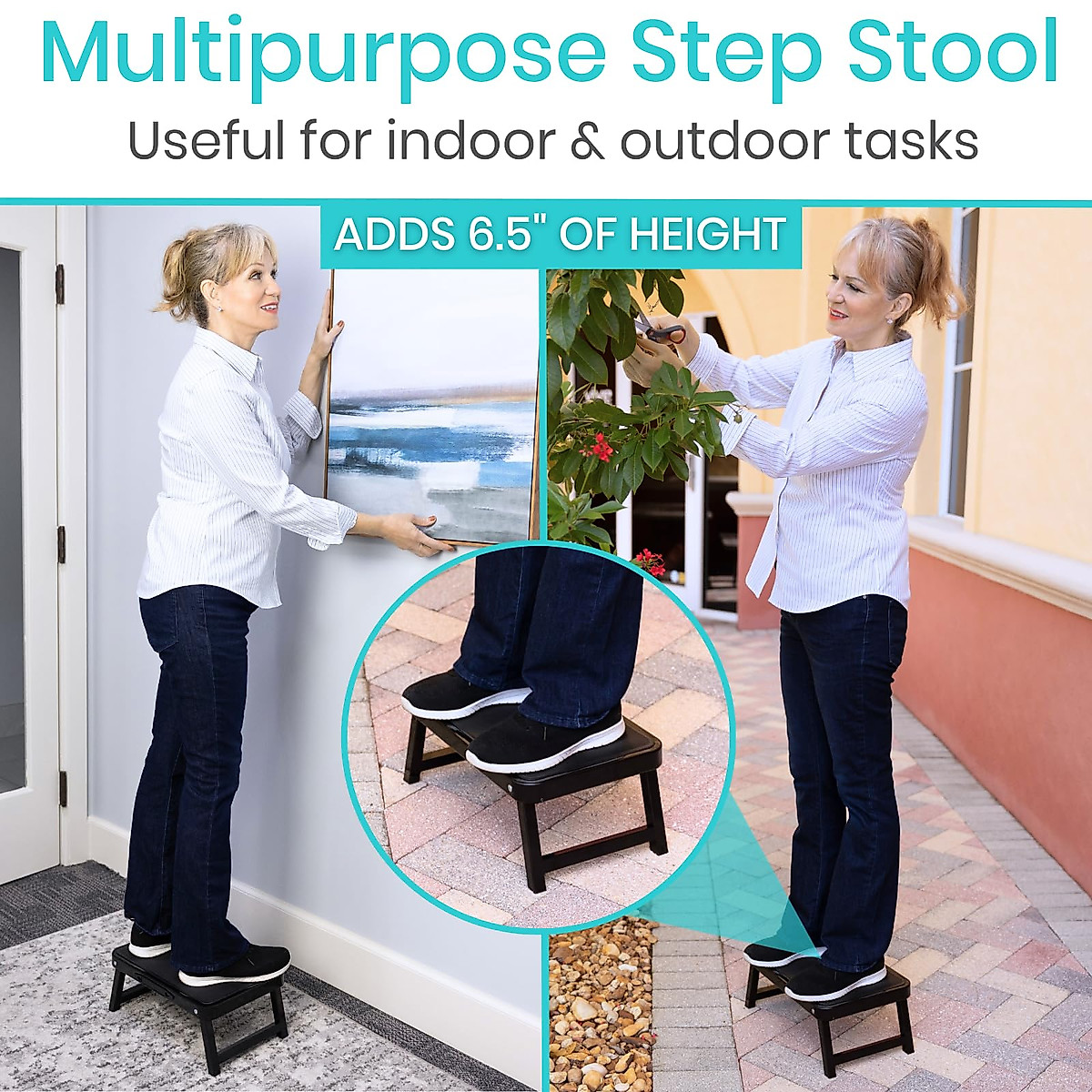 Vive Small Foot Step Stool for Adults (250LBS) - Portable, Foldable Platform - Reinforced Steel Design & Non-Slip Anti Skid Traction - Lightweight & Sturdy - Kitchen, Bedroom, Bathroom, Kids