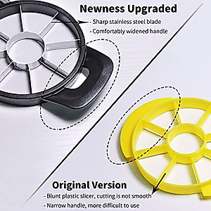 Newness Pineapple Corer and Slicer Tool, Durable Pineapple Core Remover with Upgraded Cutter & Reinforced Thicker Blade, Stainless Steel Kitchen Fruit Gadget for Diced Pineapple Rings, Black Handle