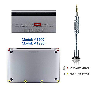 GogoFix Pentalobe Bottom Screws, Aluminum P5 Screwdriver and Suction Cup Compatible with MacBook Retina 15 inch A1707 and A1990, Year 2016-20. (Silver)