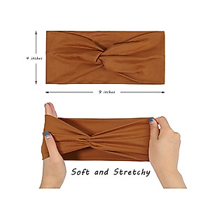 jollybows 16 Pack Headbands for Women Non Slip Wide Knotted Head Bands Elastic Twist Yoga Workout Hair Wraps for Girls