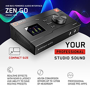 Zen Go Synergy Core, Audio Interface, 4x8 Bus-Powered USB-C Interface For Recording Music, with Onboard Real-Time Audio Recording Effects, USB Connectivity - Antelope Audio