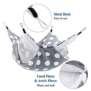 Mogoko Fleece Rat Hammock and House Bedding Set, 2 Tier Hanging Bed and Nesting Cave for Guinea Pigs Hamster Ferret Chinchilla Cage Small Animals