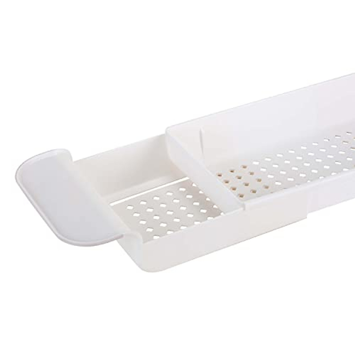 Bath Bliss Expandable Bathtub Caddy | Non-Slip | Over The Tub | 21-27 inch | Tub Tray | Bathroom Storage and Organizer | Shelf | Hold Soaps and Towels | White